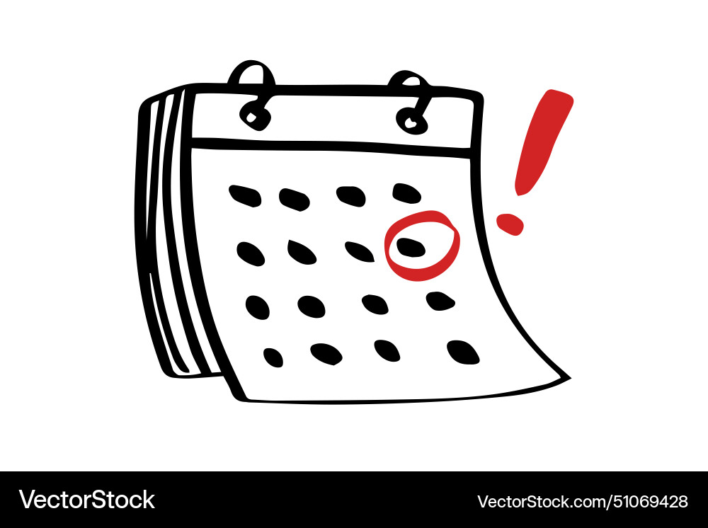 Calendar doodle schedule hand drawn sketch style Vector Image