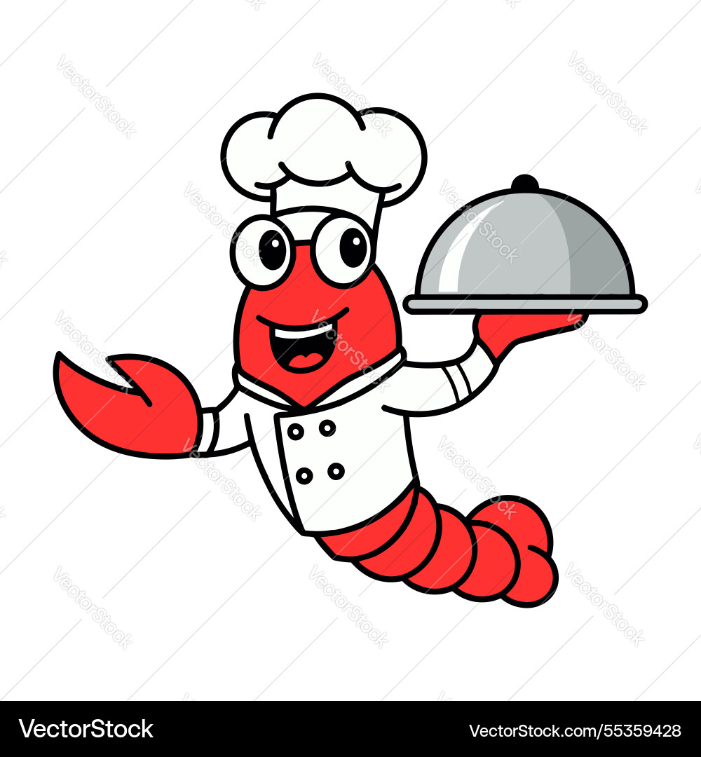 Cute cartoon lobster chef Royalty Free Vector Image