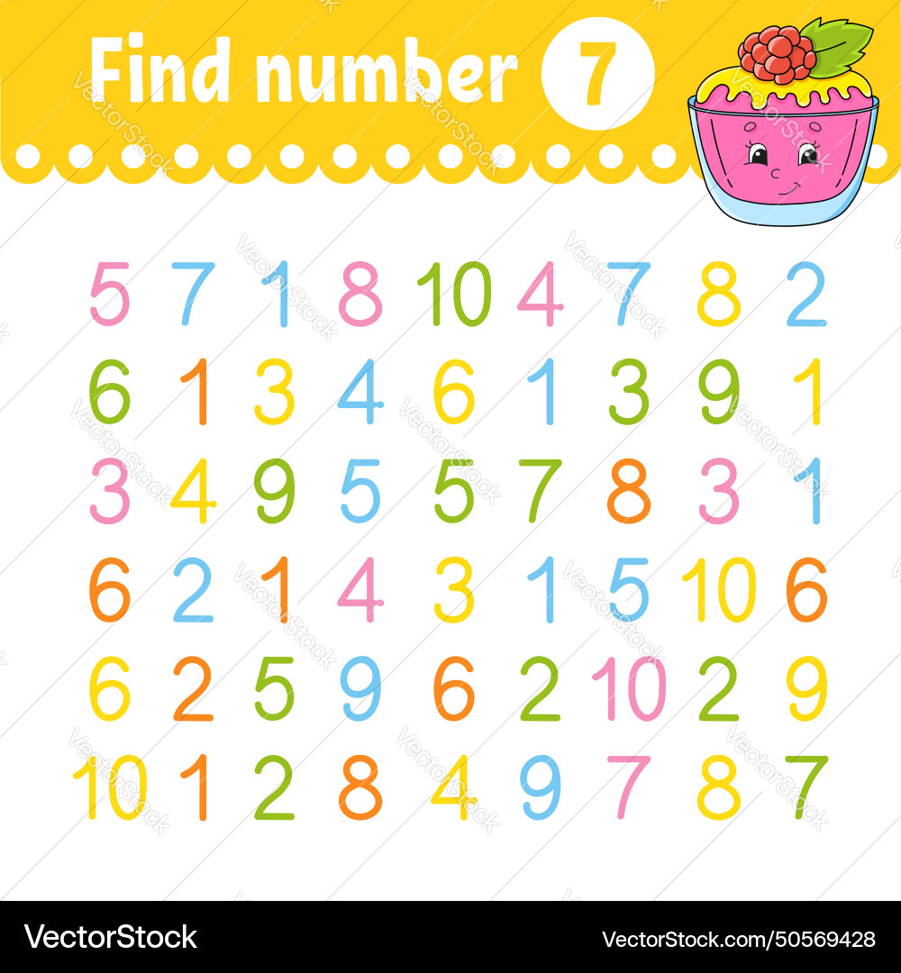 Find number education developing worksheet Vector Image