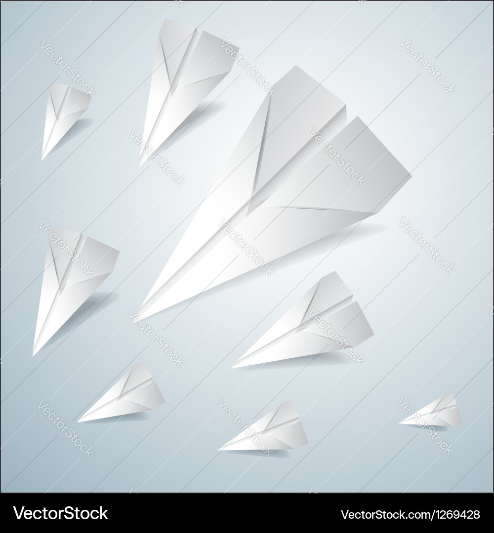 Folded paper airplanes set Royalty Free Vector Image