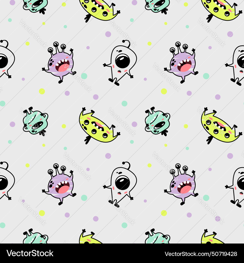 Funny seamless pattern for kids with aliens Vector Image