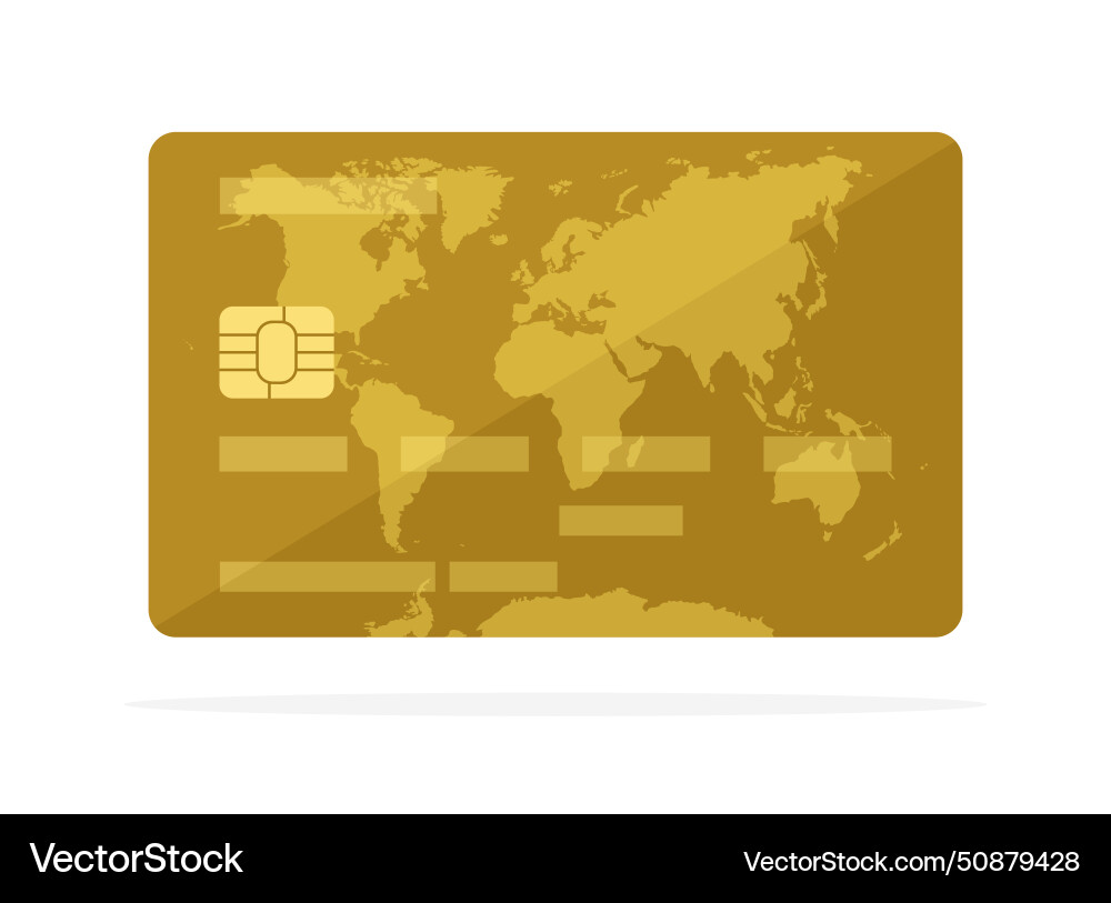 Gold credit card with world map image isolated Vector Image