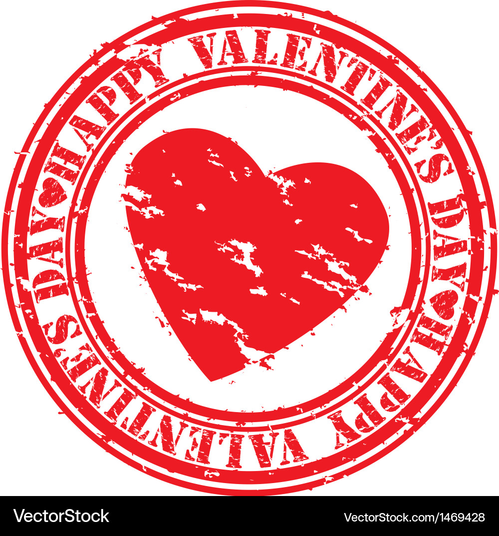 Happy valentines day stamp Royalty Free Vector Image