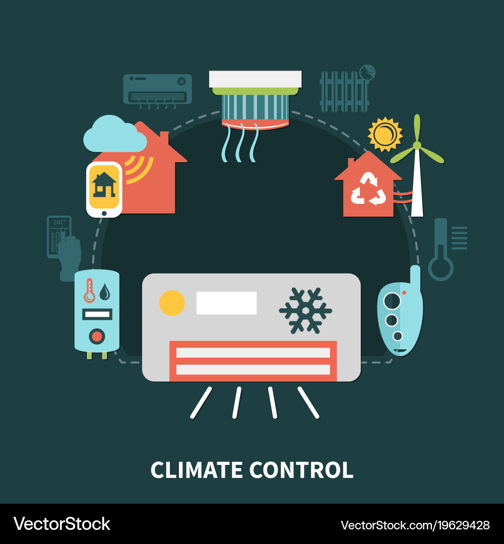 Home climate control composition Royalty Free Vector Image