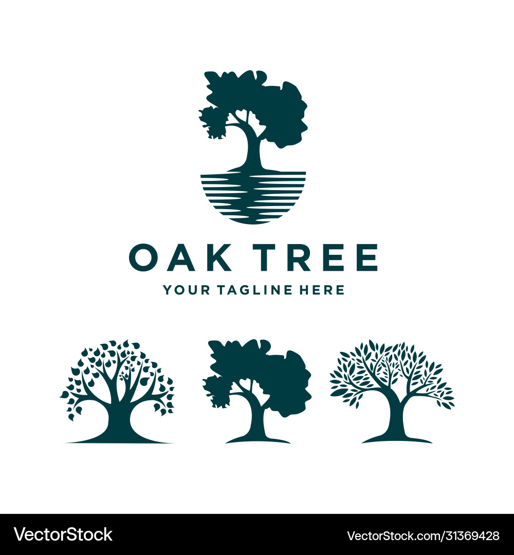Oak tree icon logo set Royalty Free Vector Image
