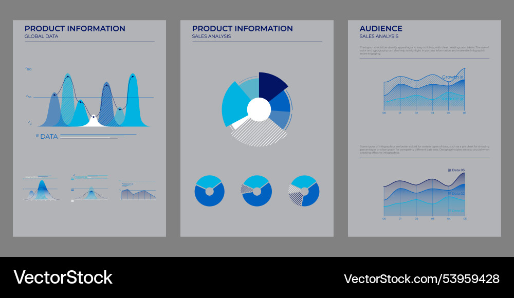 Presentation business analysis charts in color Vector Image