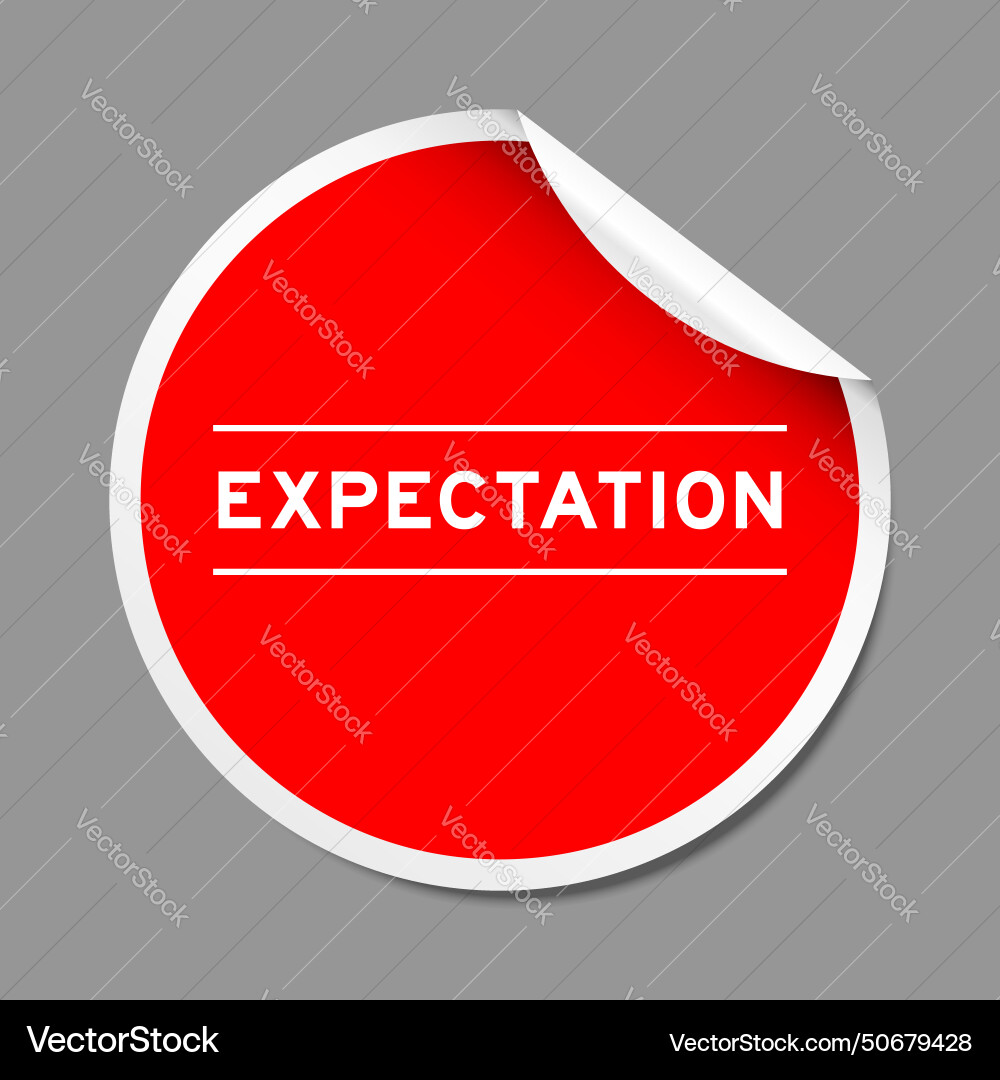 Red color peel sticker label with word Royalty Free Vector