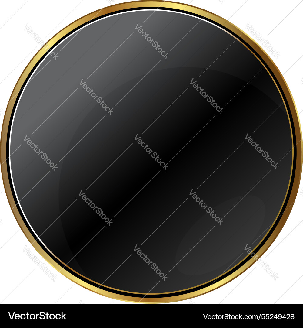 Round black banner with gold stripe frame Vector Image