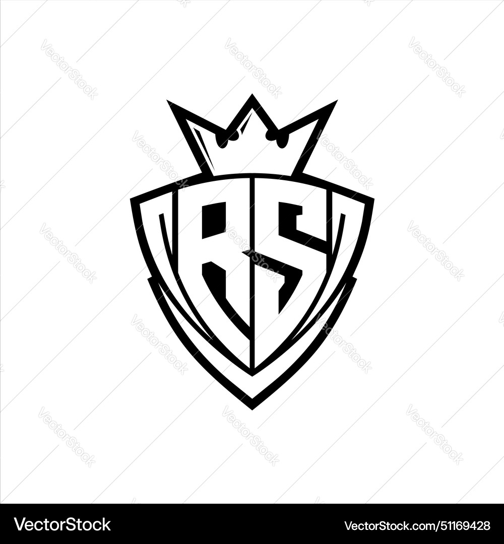 Rs letter logo with sharp triangle shield shape Vector Image