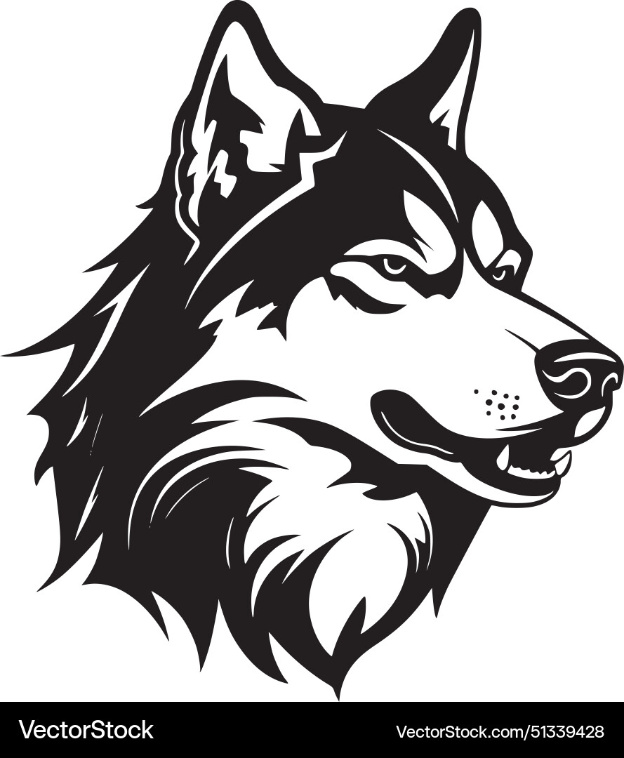 Siberian husky - black and white Royalty Free Vector Image