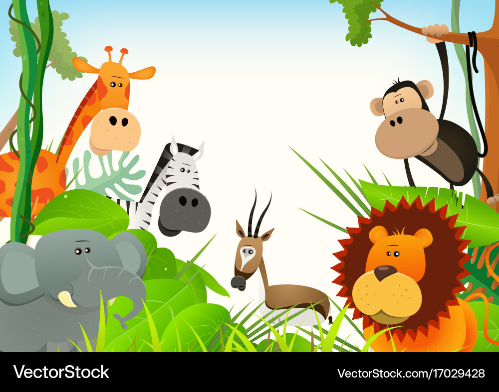 Wild animals postcard background Royalty Free Vector Image