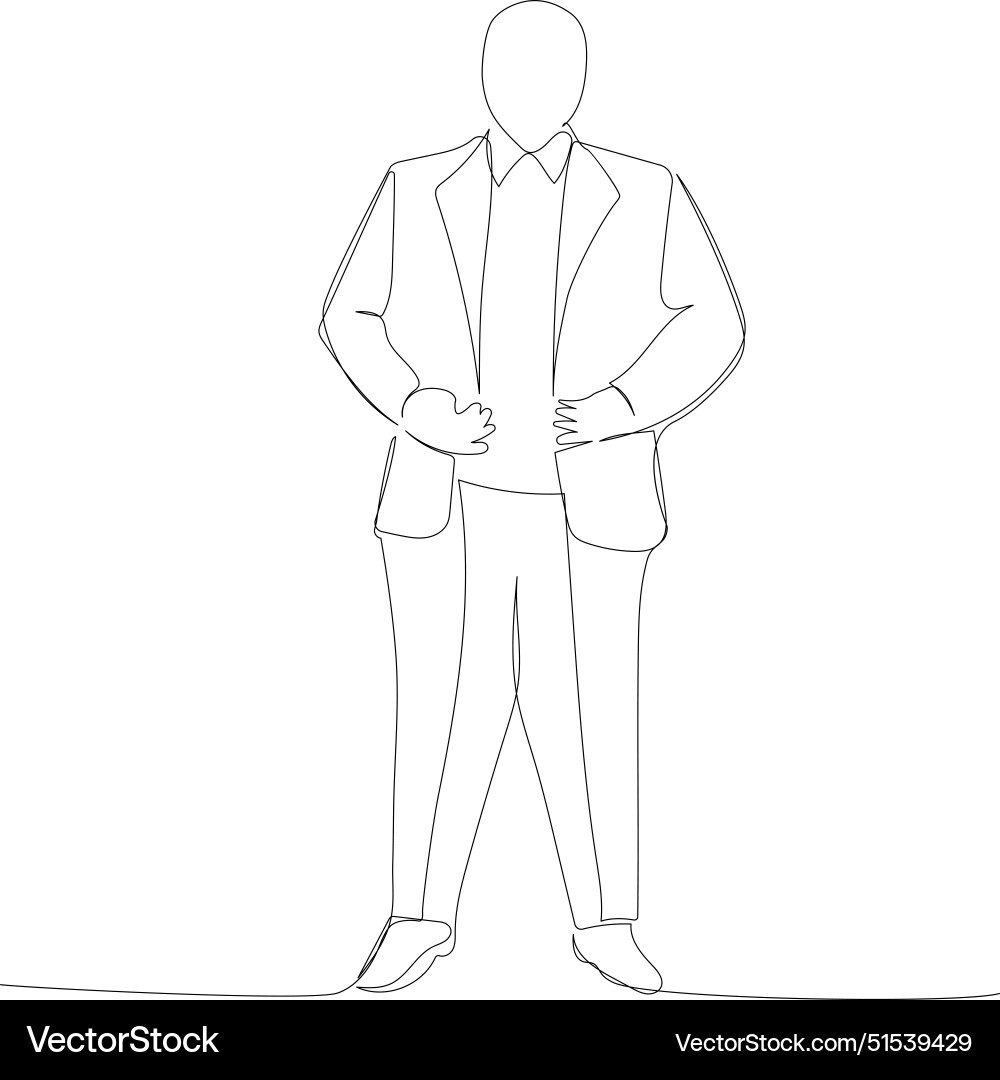 A fat man in suit one line art continuous Vector Image