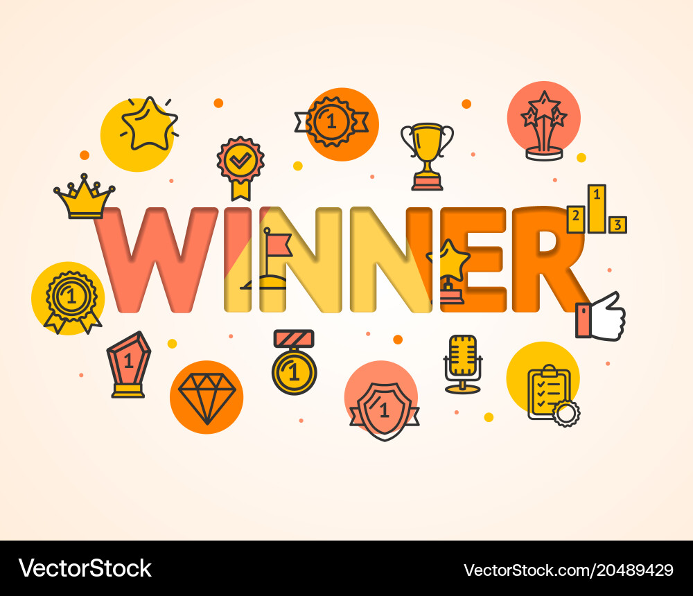 Cartoon winner concept card poster Royalty Free Vector Image