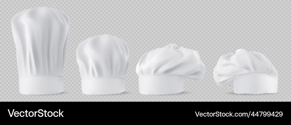 Chef hats cook caps and baker toques mockup set Vector Image