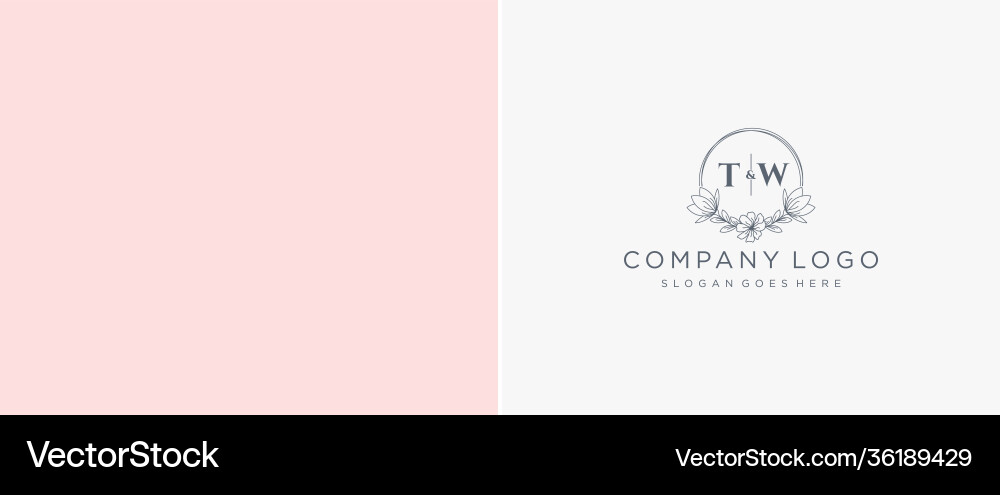 Initial tw letters floral frames unique Royalty Free Vector