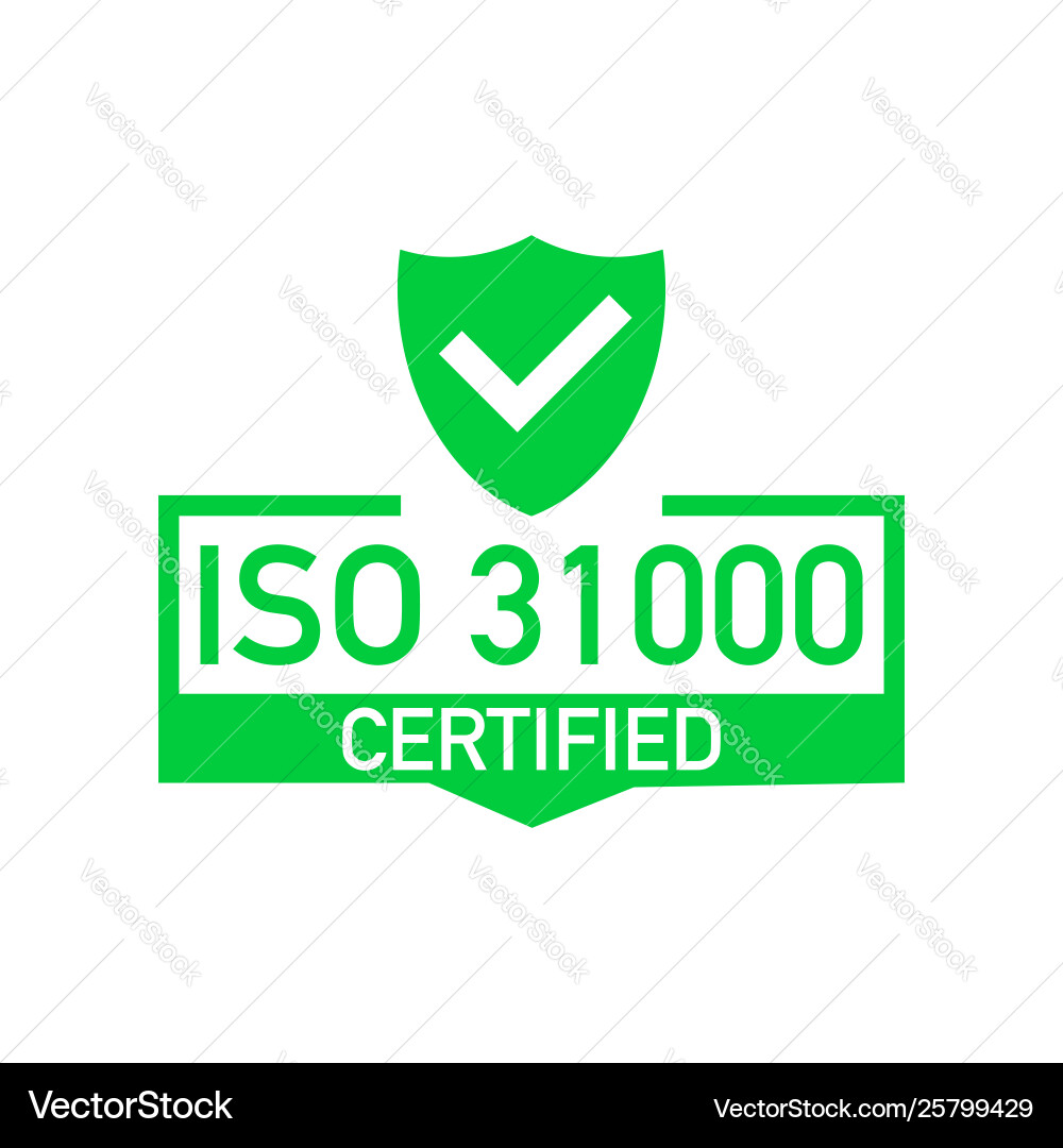 Iso 31000 certified badge icon certification Vector Image