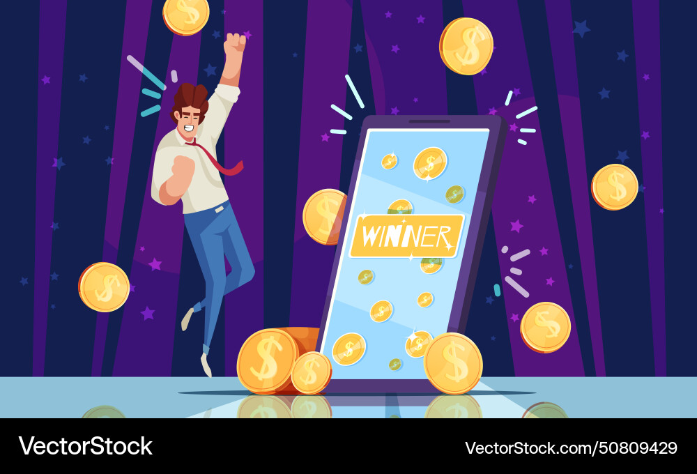 Lottery winner cartoon Royalty Free Vector Image