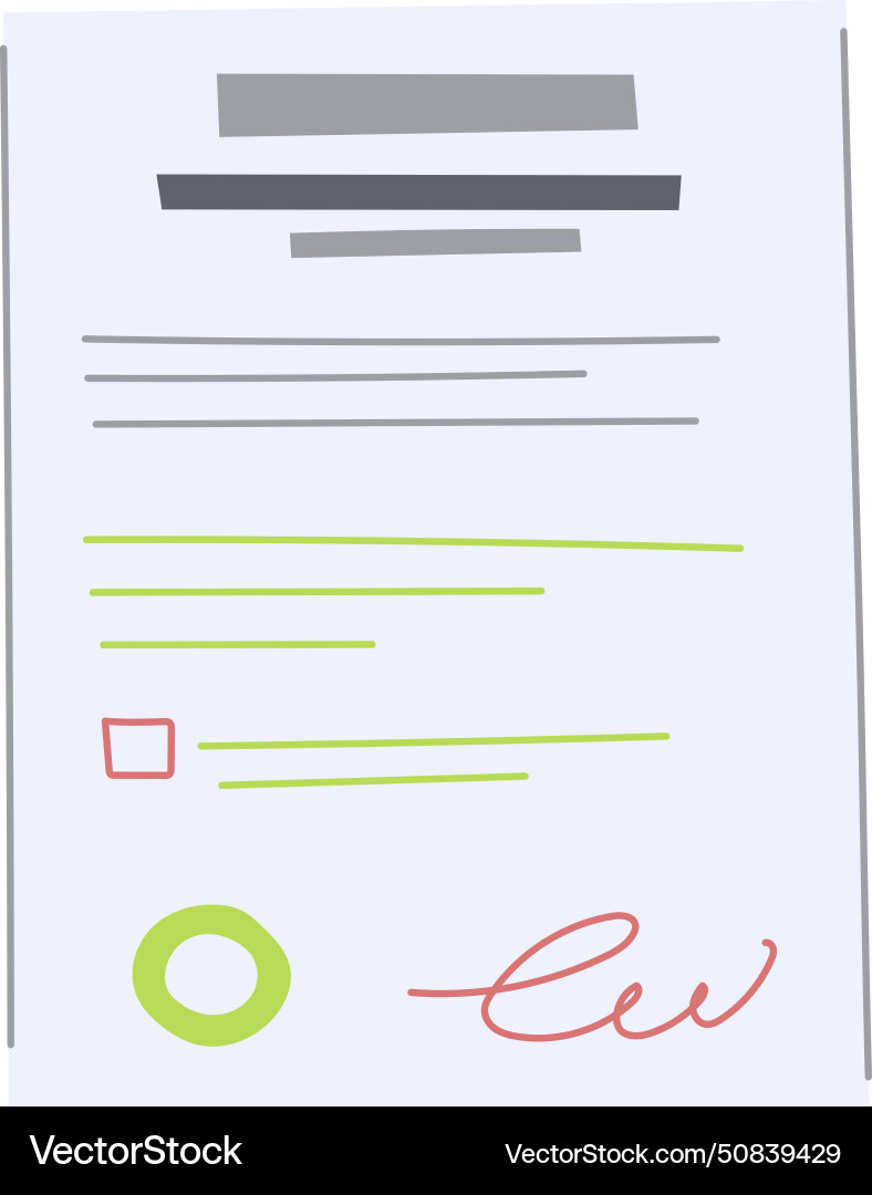 Pen business contract cartoon Royalty Free Vector Image