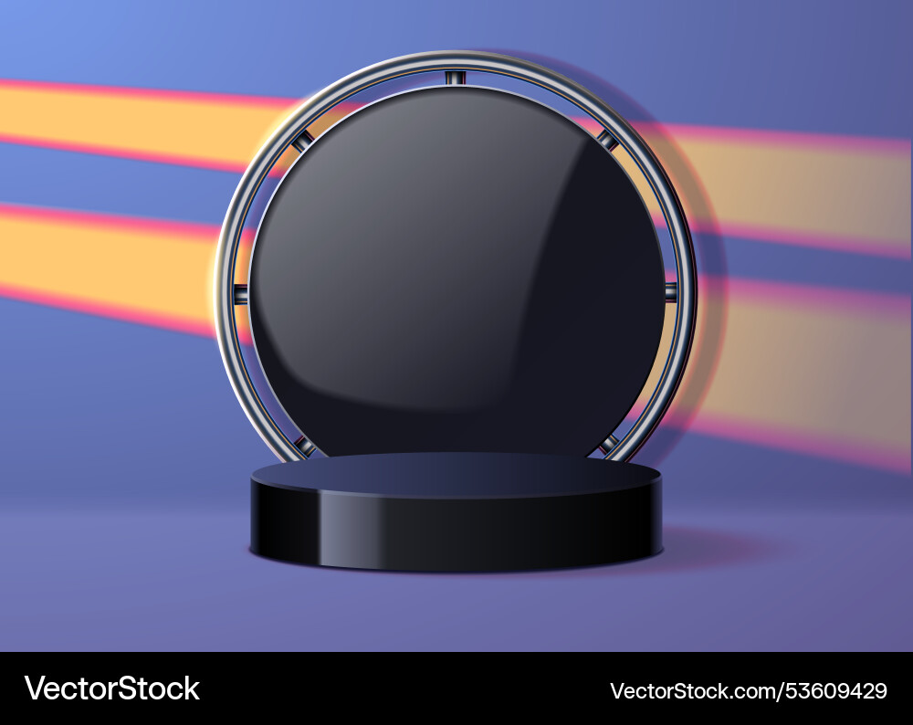 Podium in 3d style with a round black backdrop Vector Image
