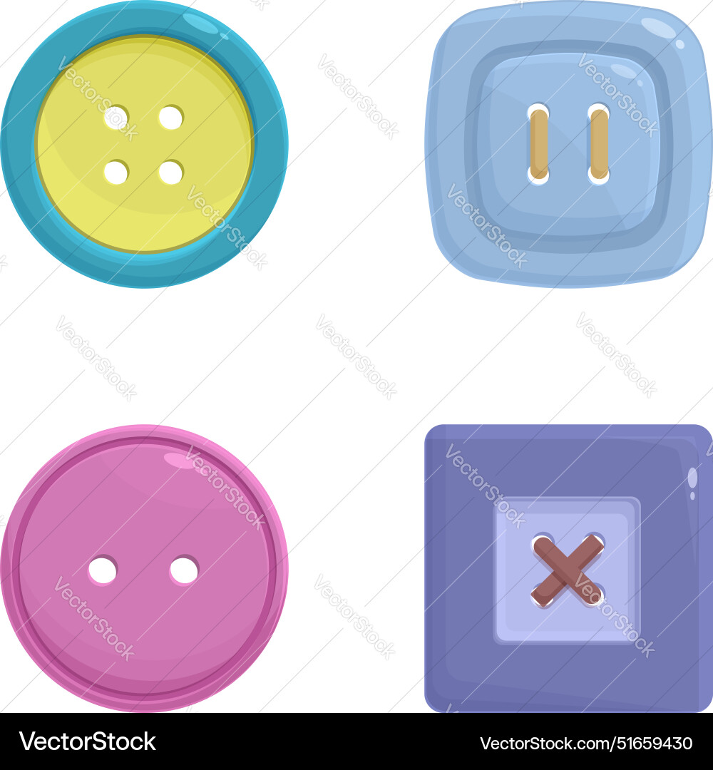 Assorted buttons and fasteners Royalty Free Vector Image