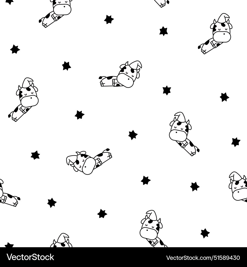 Beautiful cow cartoon character seamless pattern Vector Image
