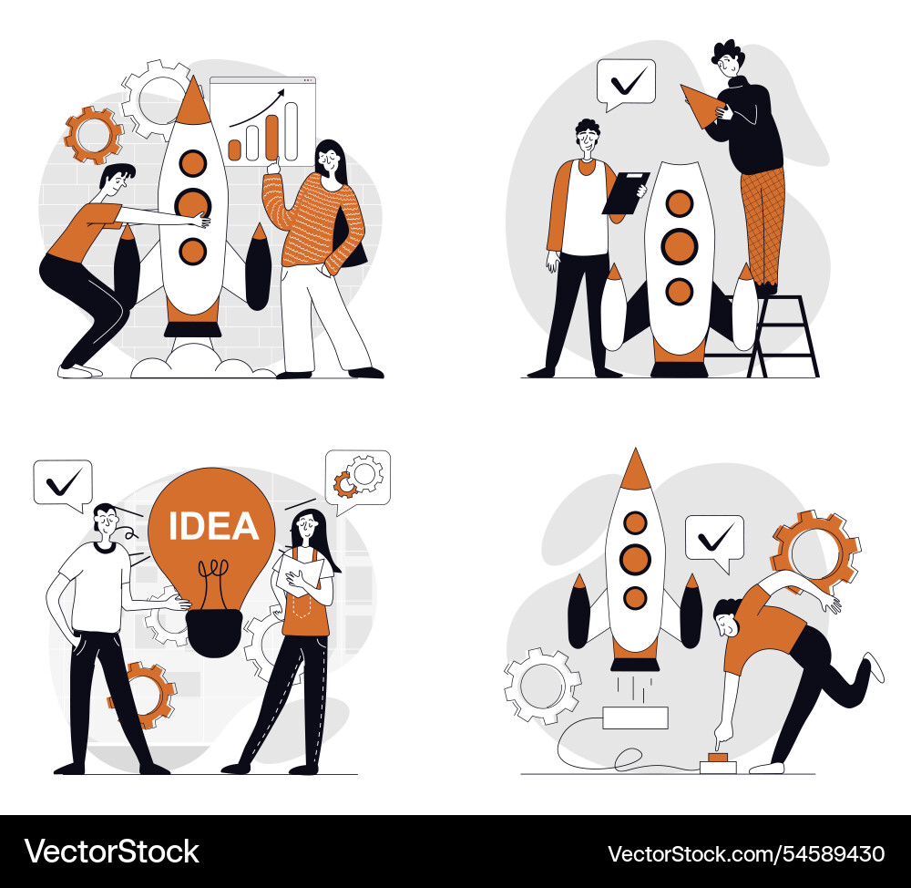Business startup concept set in flat design for Vector Image