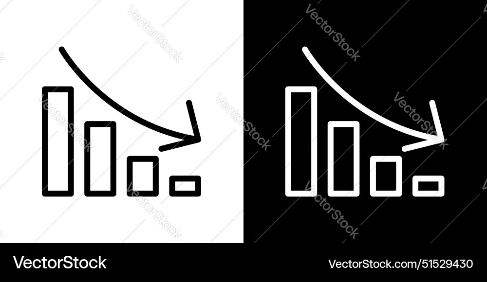 Chart arrow down icon set decline downward Vector Image