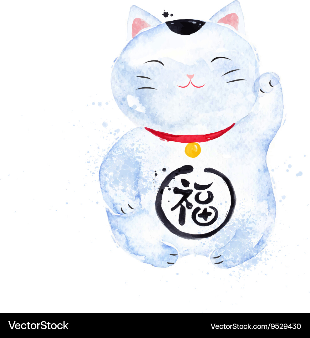 Chinese symbols lucky cat Royalty Free Vector Image