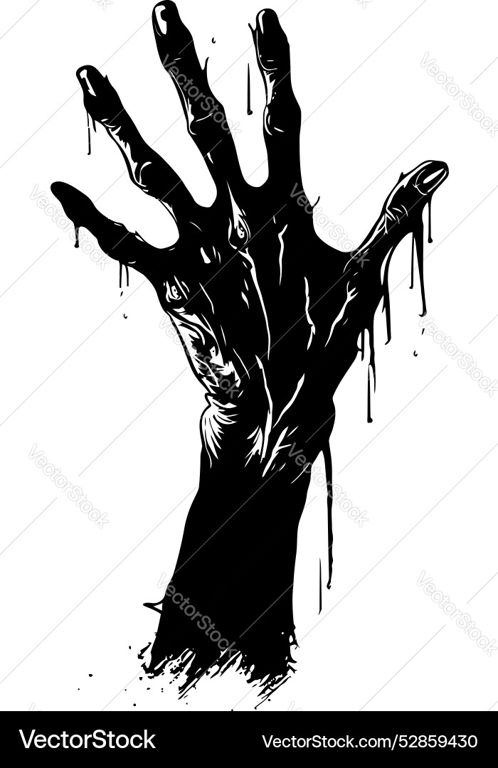 Creepy clench logo with zombie hands macabre Vector Image