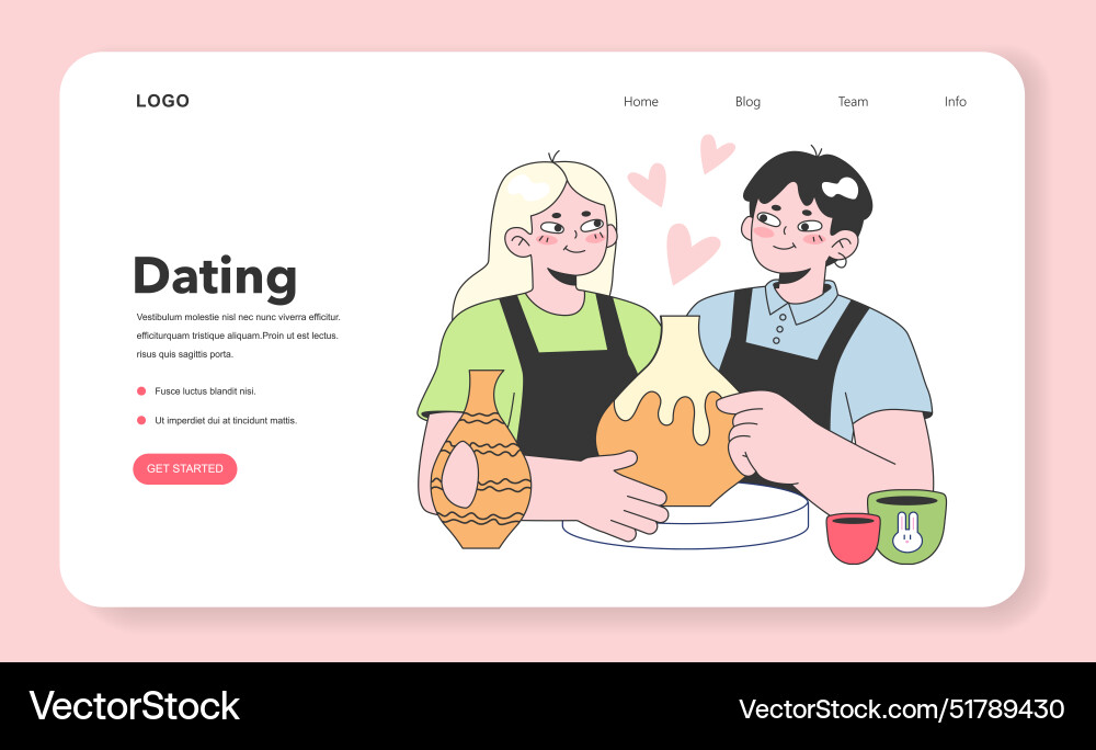 Cute romantic couple at the pottery studio class Vector Image