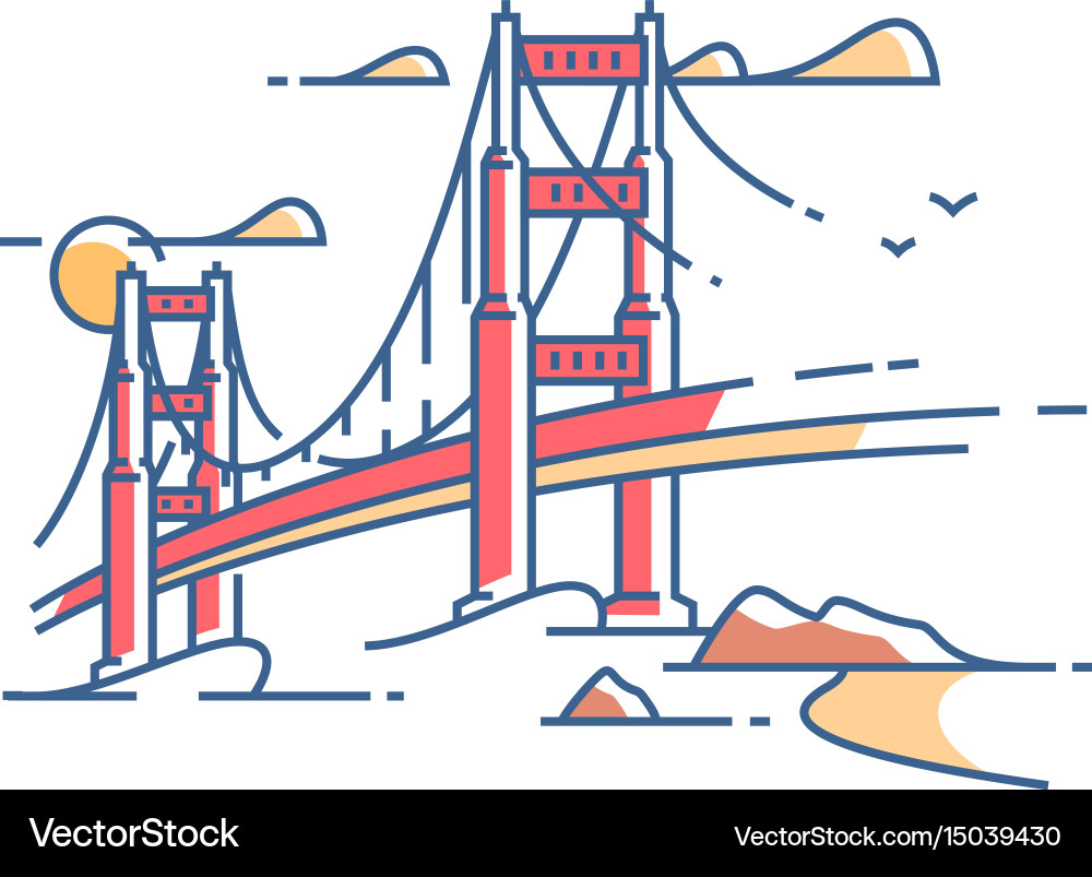 Golden gate bridge Royalty Free Vector Image - VectorStock