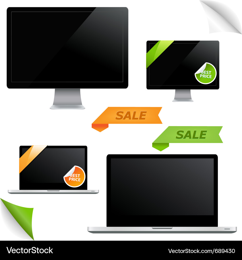 Monitor screens Royalty Free Vector Image - VectorStock