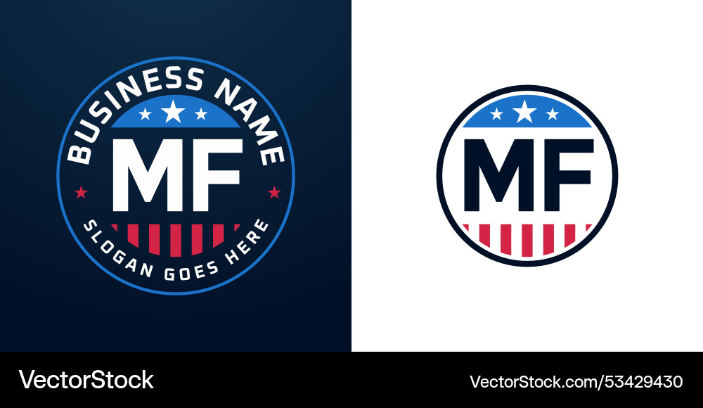 Patriotic mf logo design letter Royalty Free Vector Image