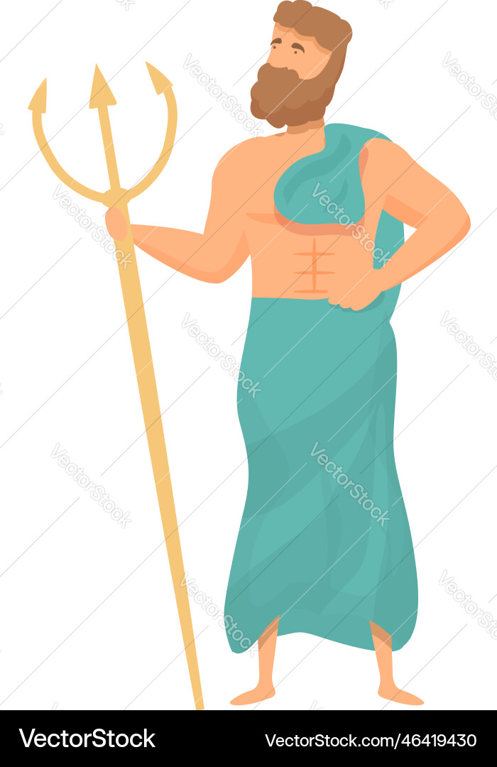 Poseidon icon cartoon greek god Royalty Free Vector Image