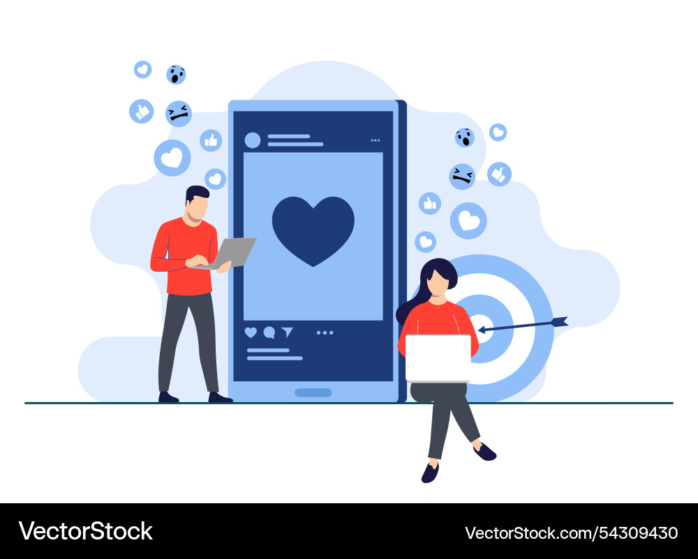 Social media marketing flat Royalty Free Vector Image