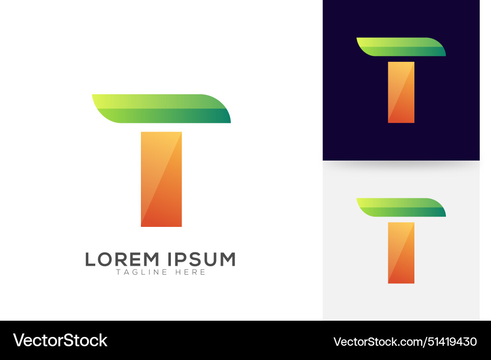 T letter logo design vibrant colors template Vector Image