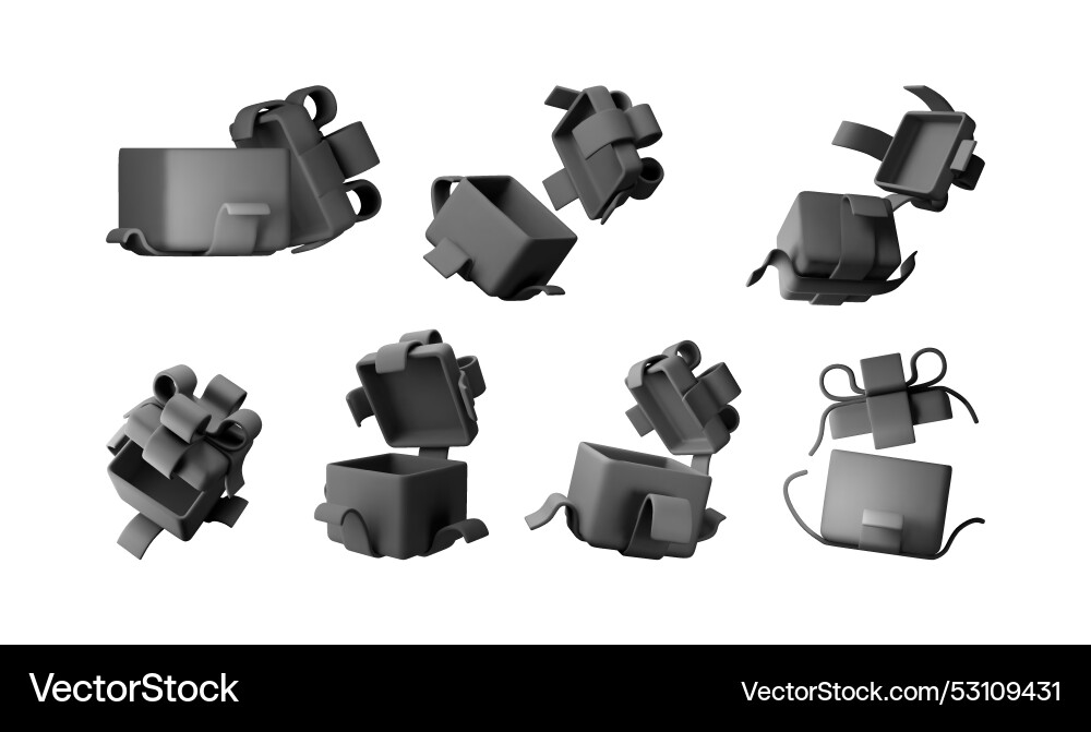 3d open gift box set isolated Royalty Free Vector Image