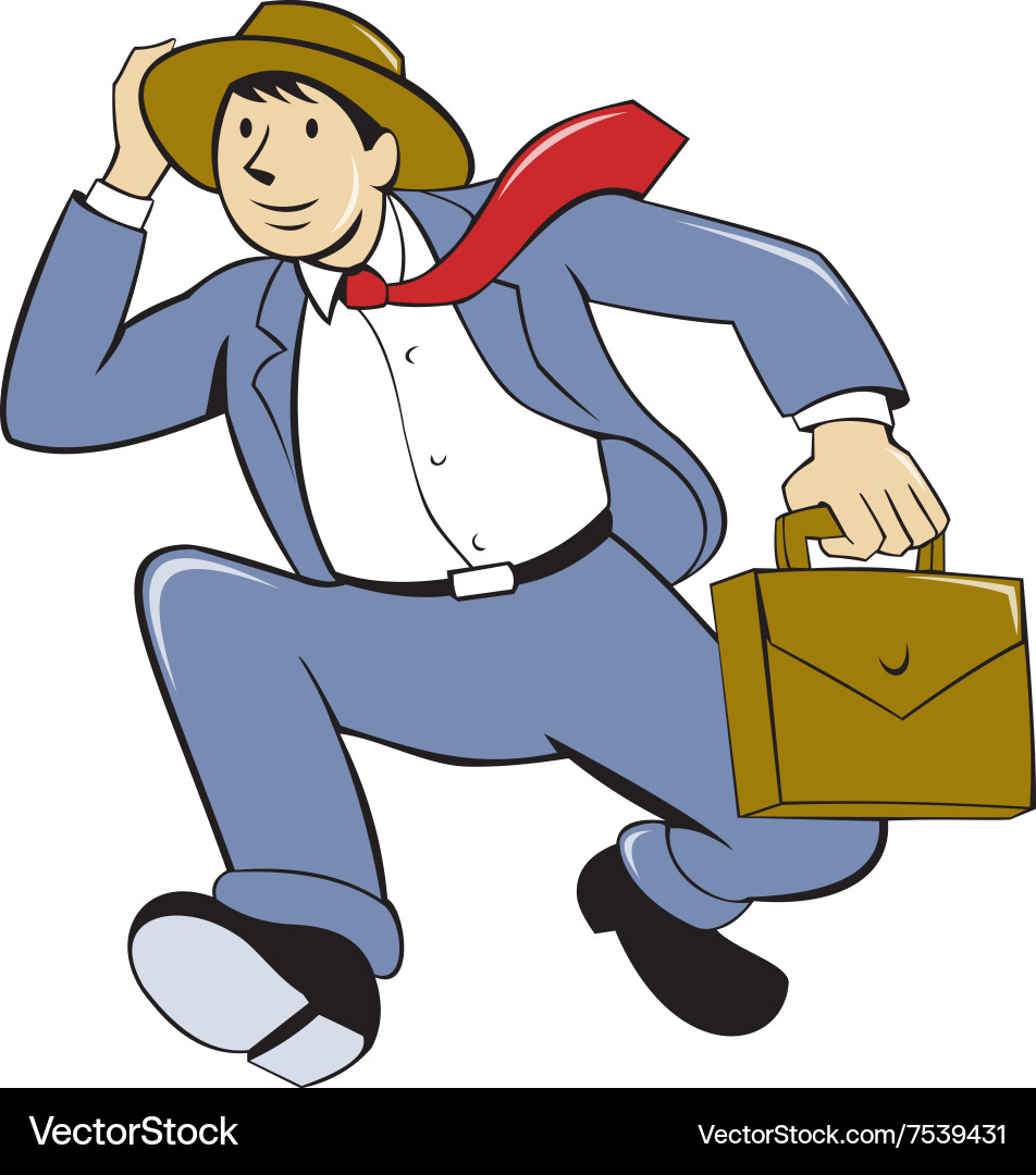 Businessman with briefcase running cartoon Vector Image