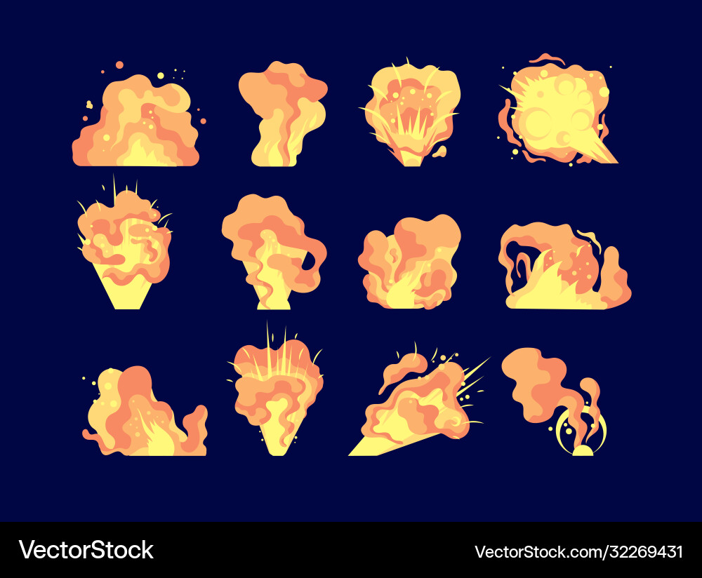 Cartoon explosion comics fire blast dynamite Vector Image