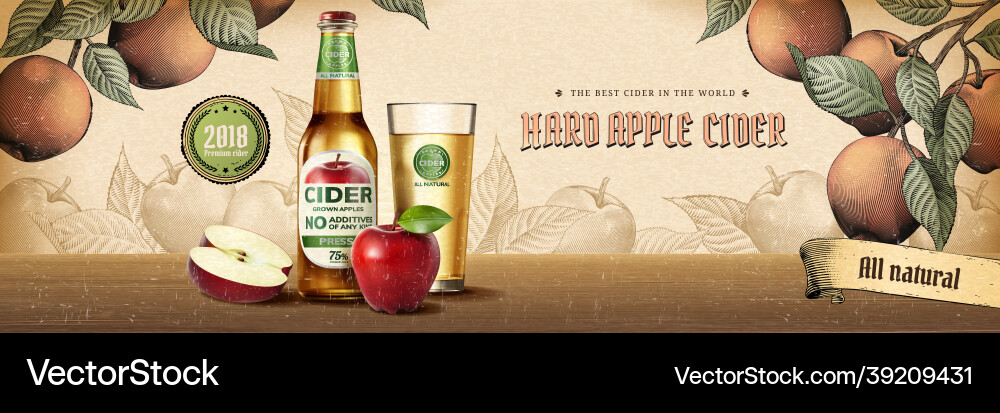 Hard apple cider ads Royalty Free Vector Image
