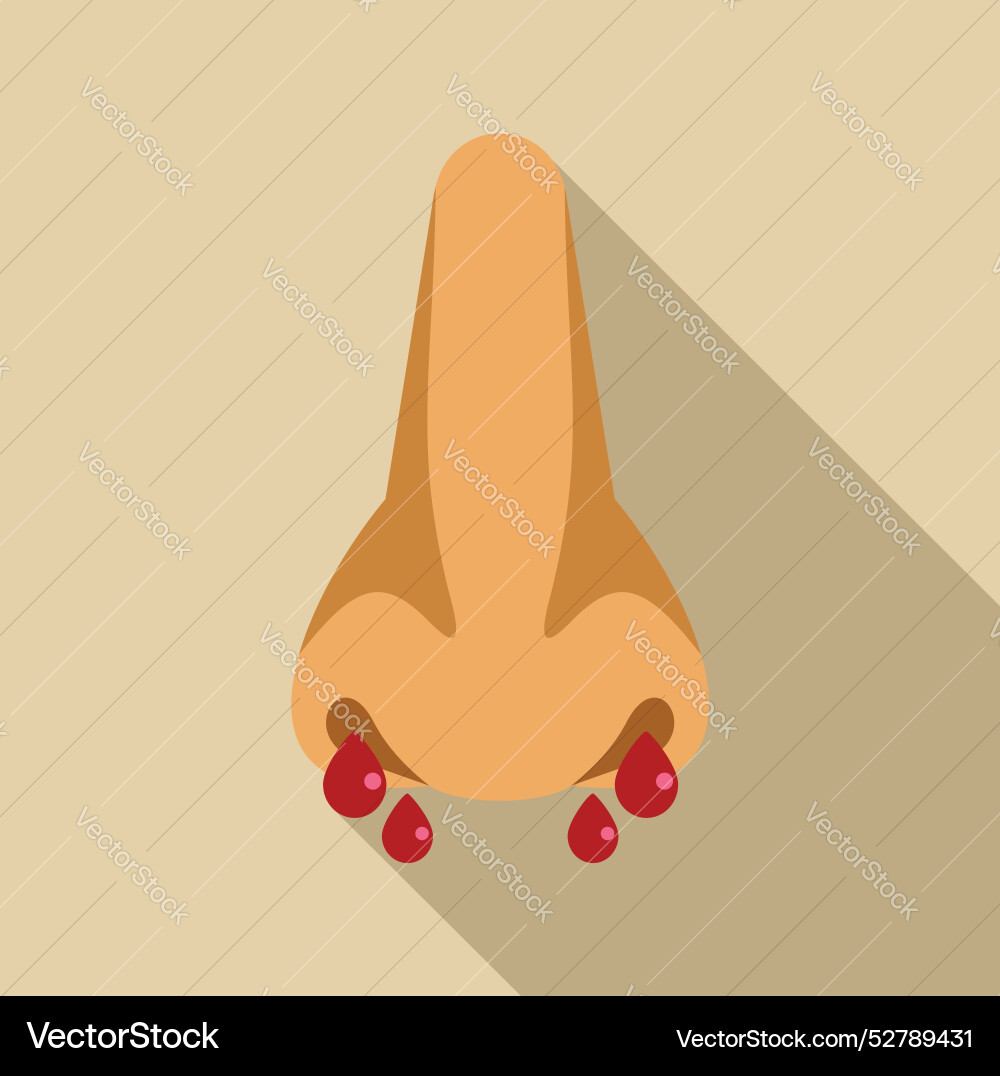Human nose bleeding with blood drops flowing down Vector Image