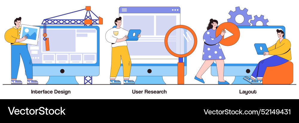 Interface design user research layout concept Vector Image