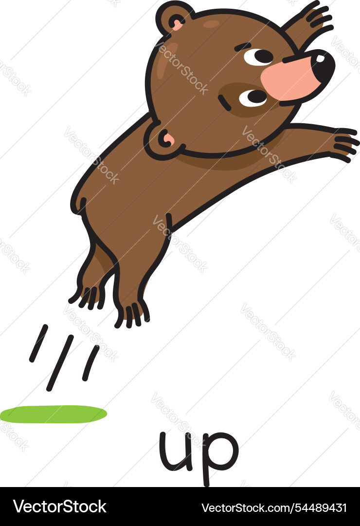 Preposition of movement bear is moving up Vector Image