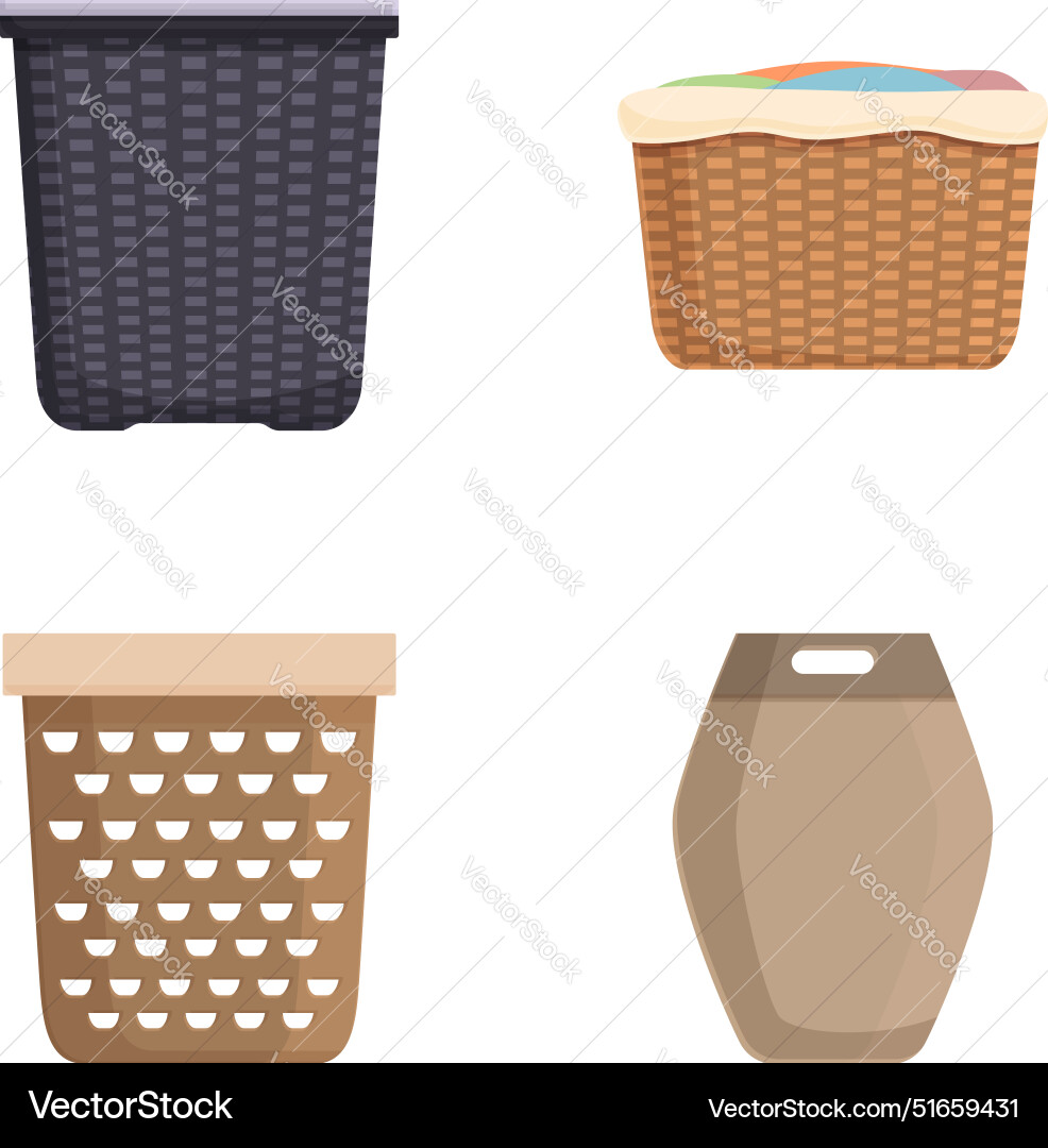 Set of four diverse baskets Royalty Free Vector Image