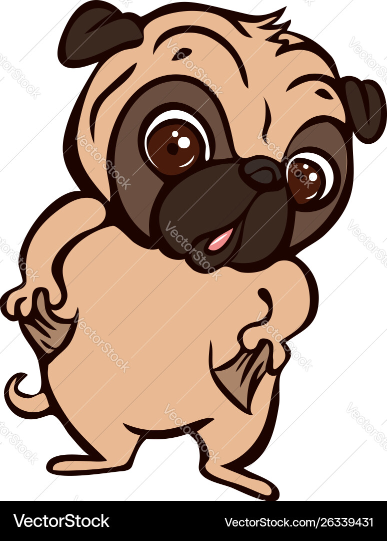 Shocked pug icon cartoon style Royalty Free Vector Image
