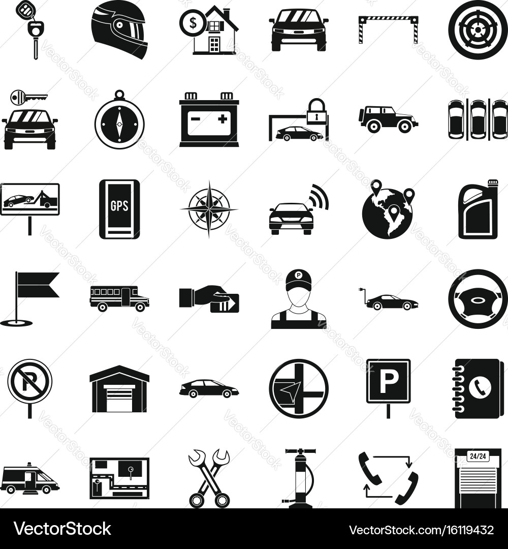Auto garage icons set simple style Royalty Free Vector Image