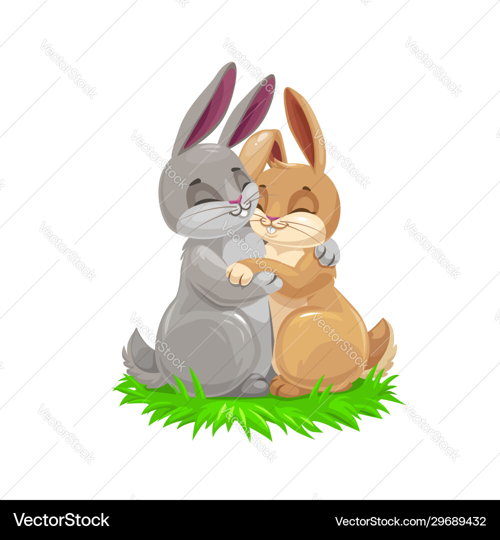 Cartoon bunny couple easter holiday Royalty Free Vector
