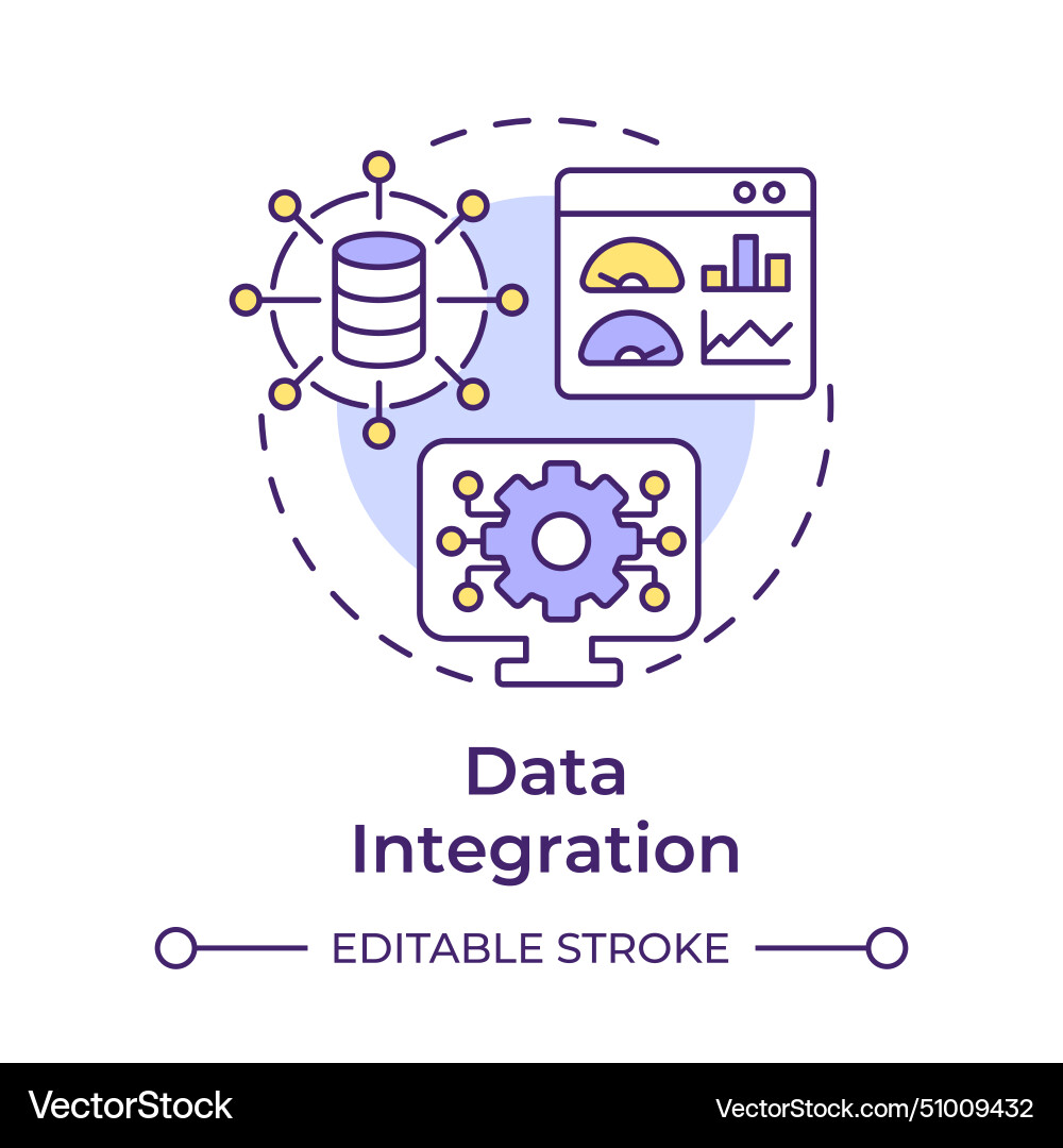Data integration multi color concept icon Vector Image