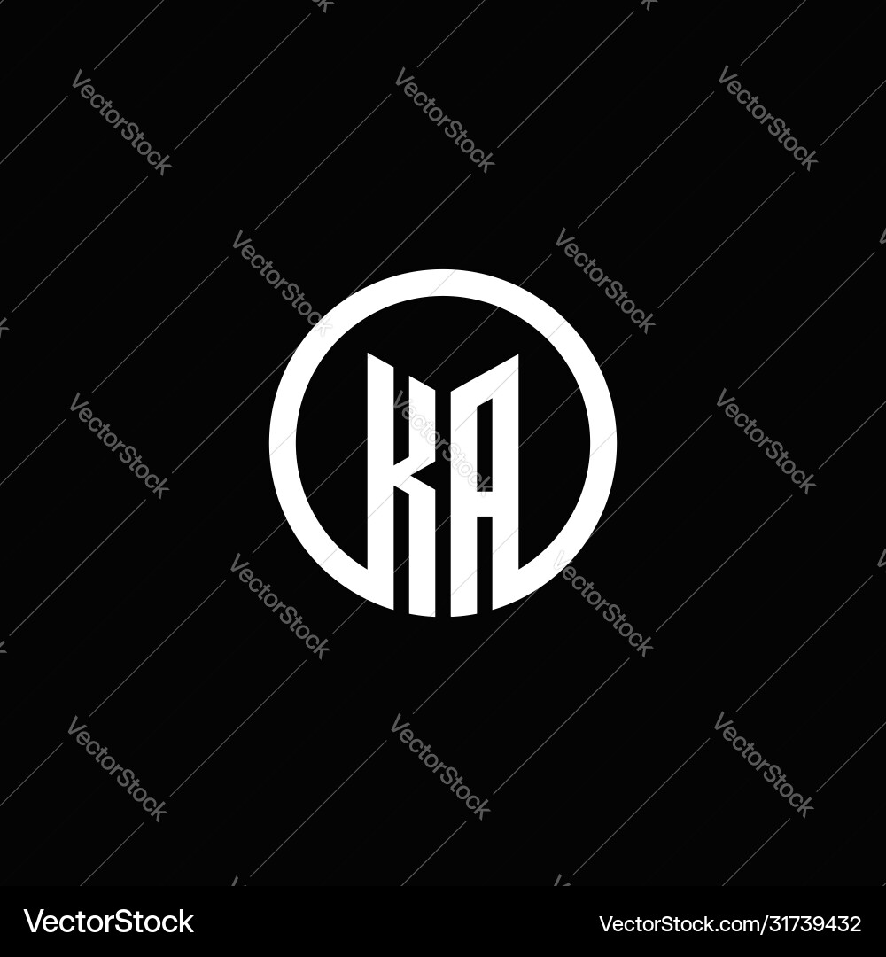 Ka monogram logo isolated with a rotating circle Vector Image