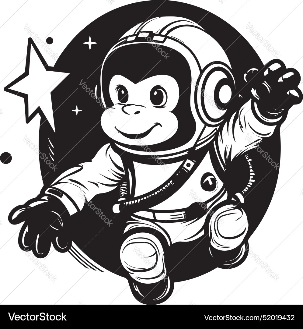 Lunar lemur expedition black logo astrochimp Vector Image